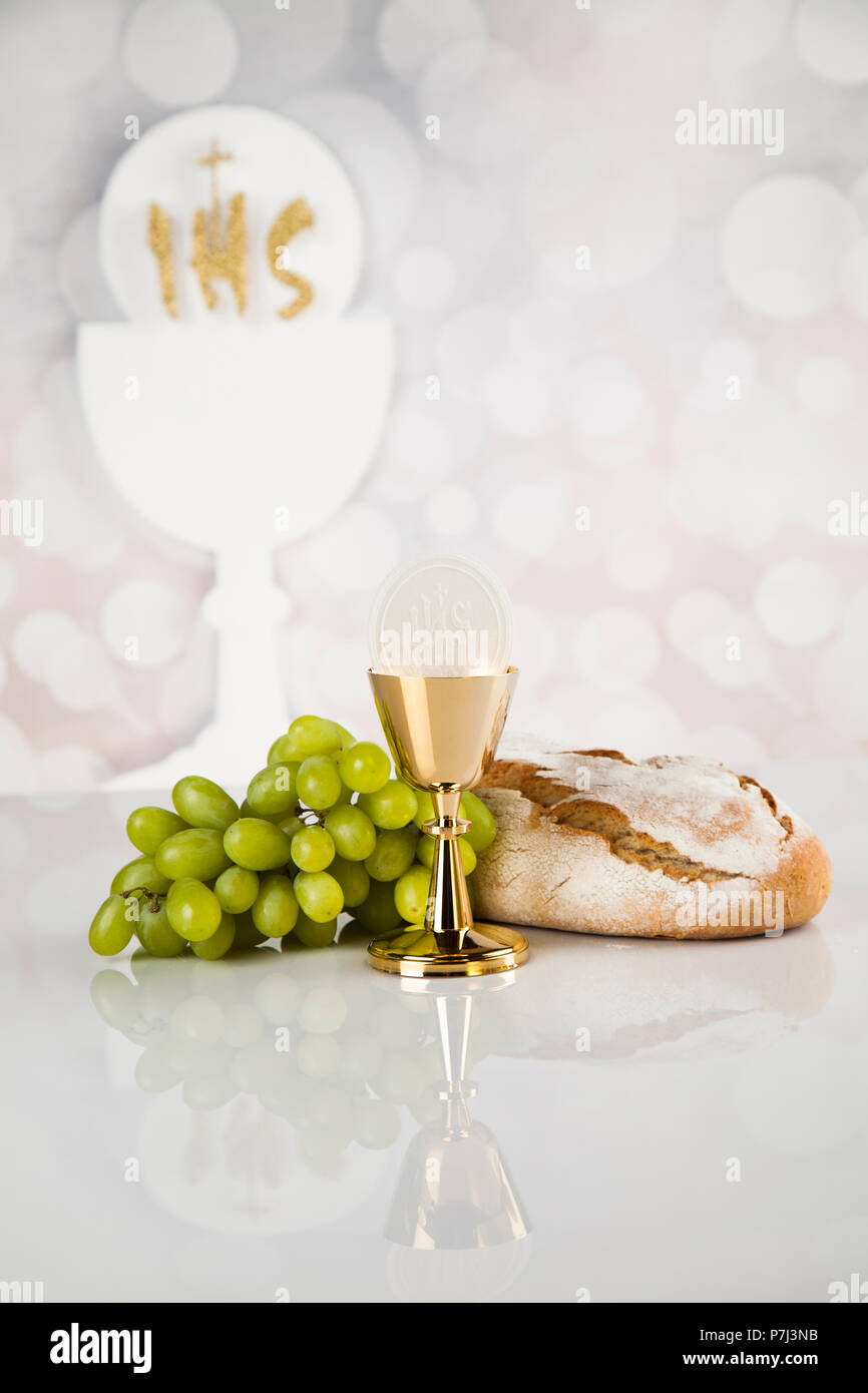 Holy communion elements on white background Stock Photo - Alamy