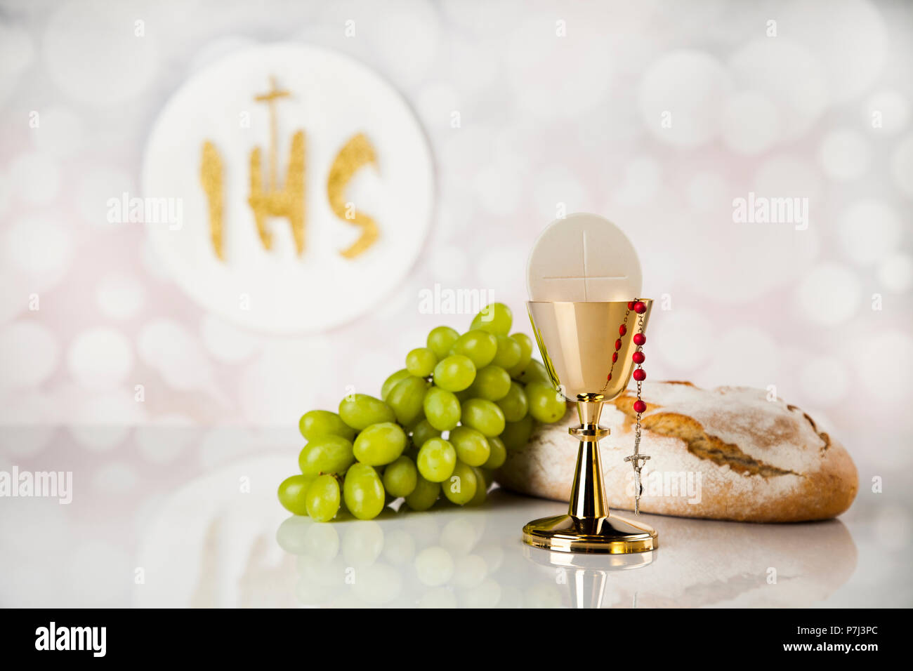 Holy communion elements on white background Stock Photo - Alamy