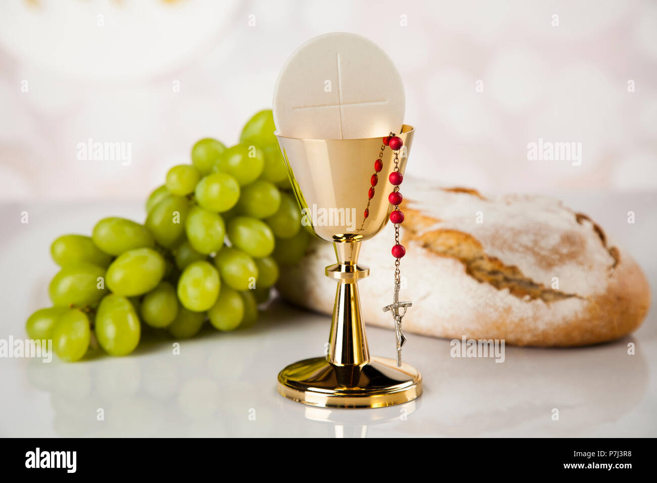 Holy communion elements on white background Stock Photo - Alamy