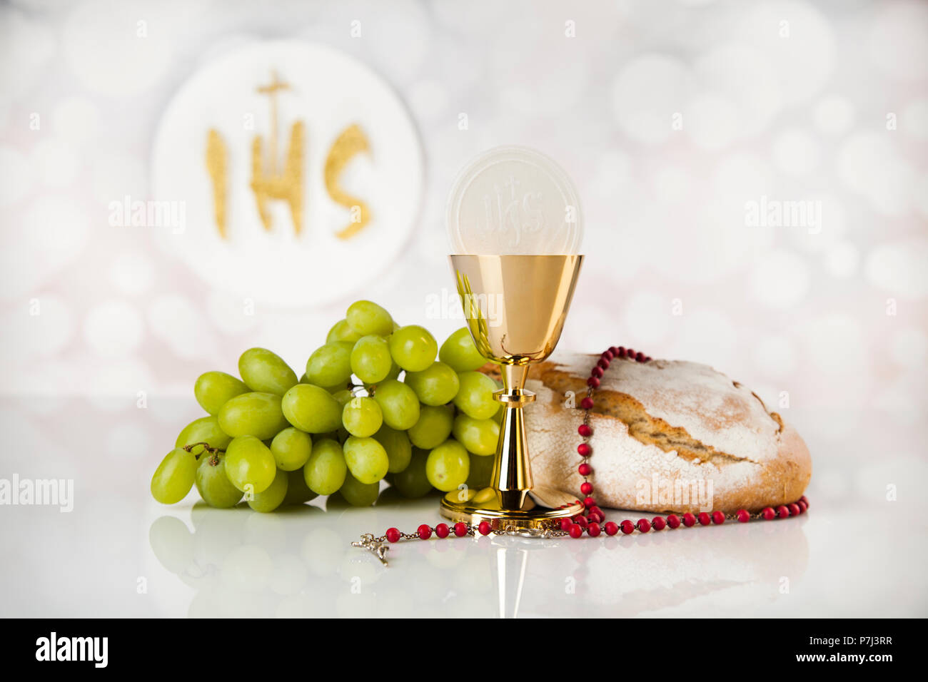 Holy communion elements on white background Stock Photo - Alamy