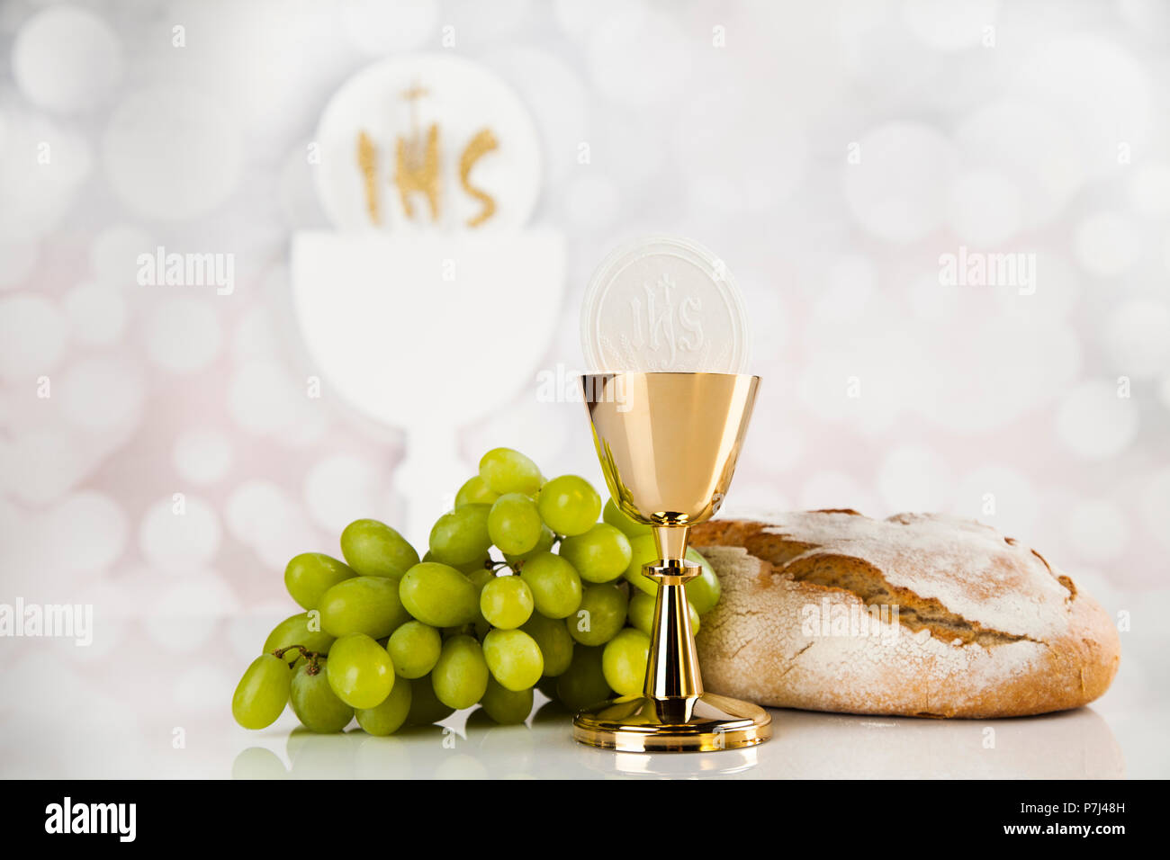 Holy communion elements on white background Stock Photo - Alamy