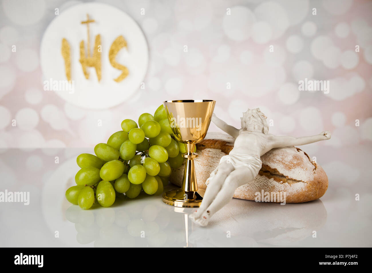 Holy communion elements on white background Stock Photo - Alamy