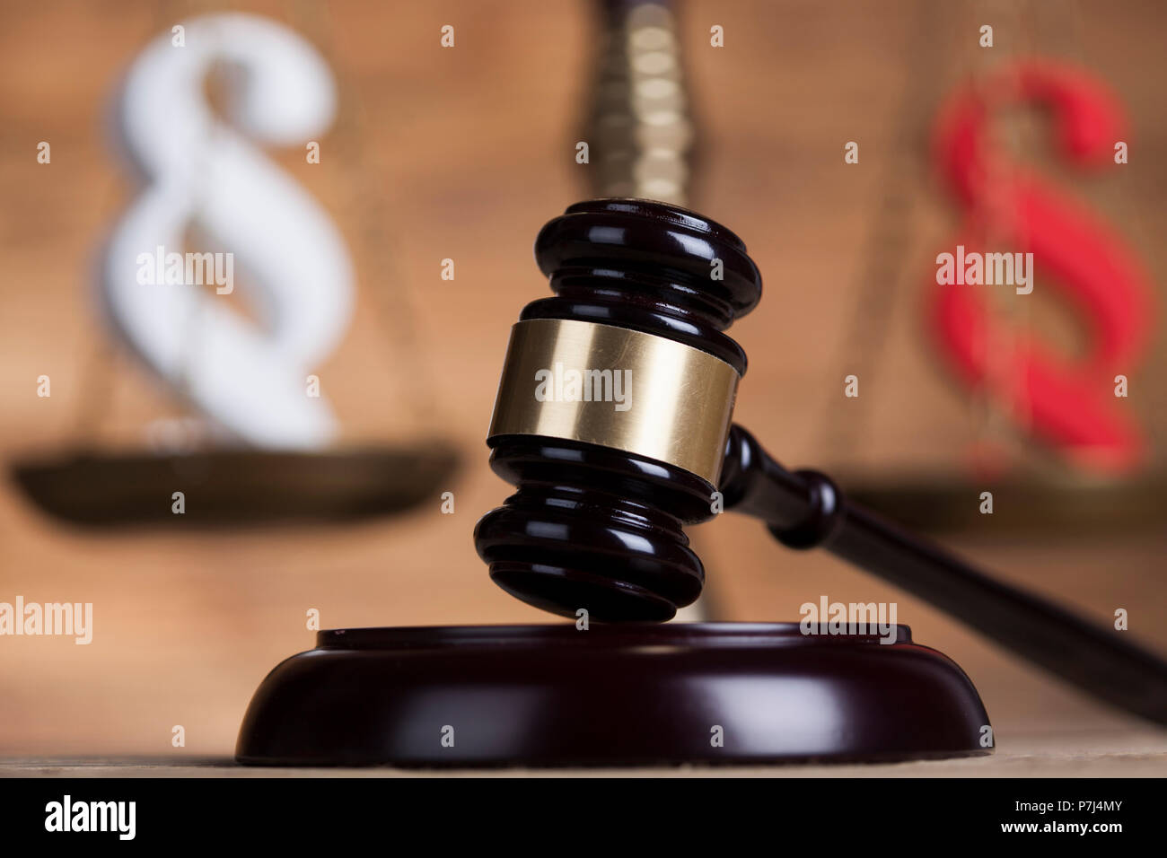 Mallet, Law, legal code and scales of justice concept and paragraph ...