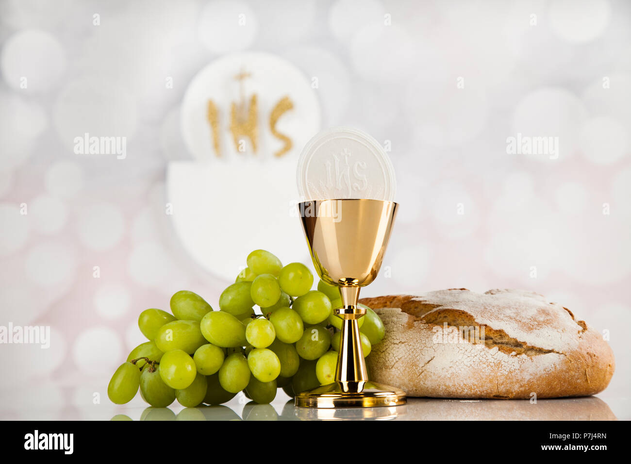 Holy communion elements on white background Stock Photo - Alamy