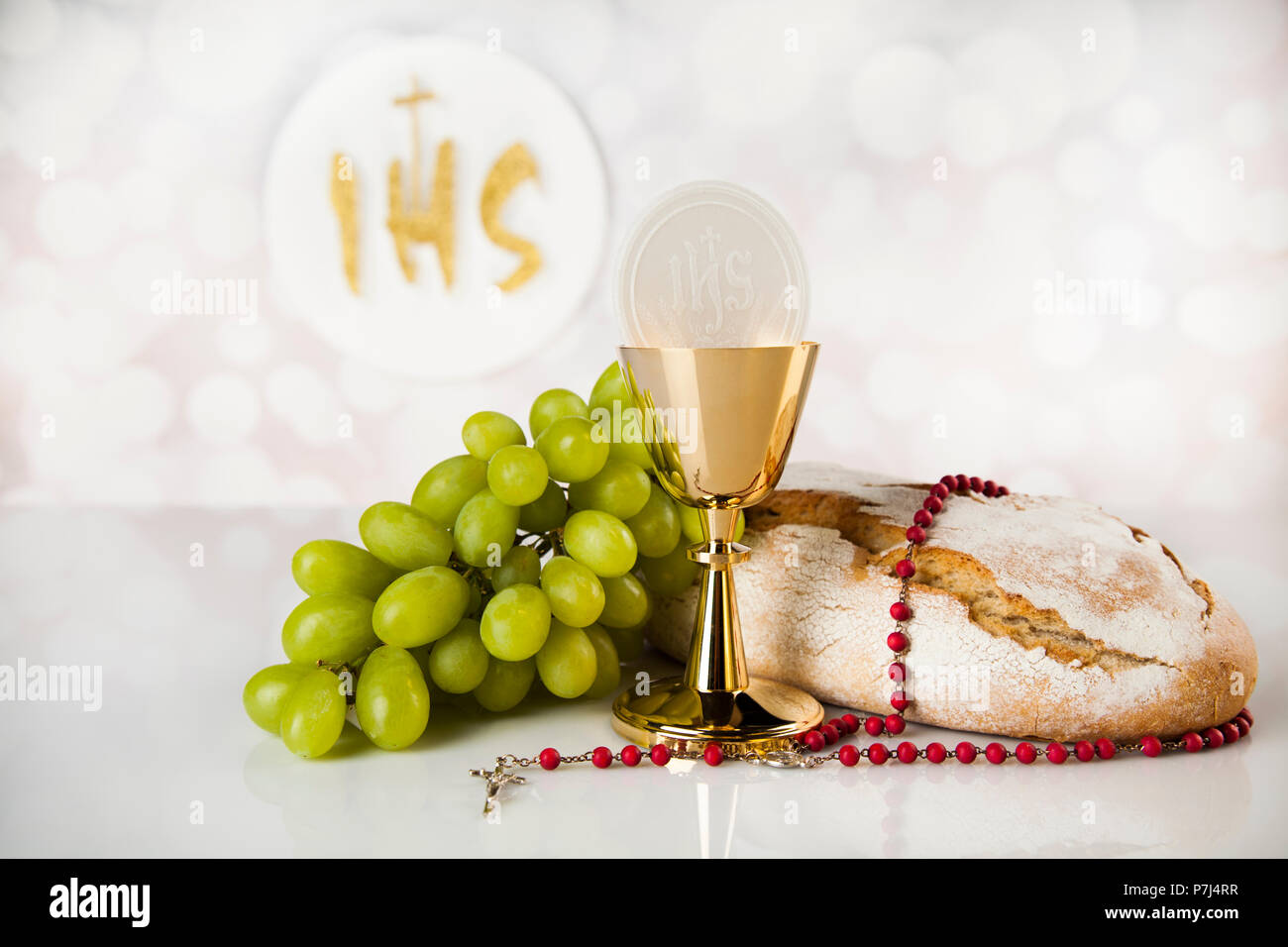 Holy communion elements on white background Stock Photo - Alamy