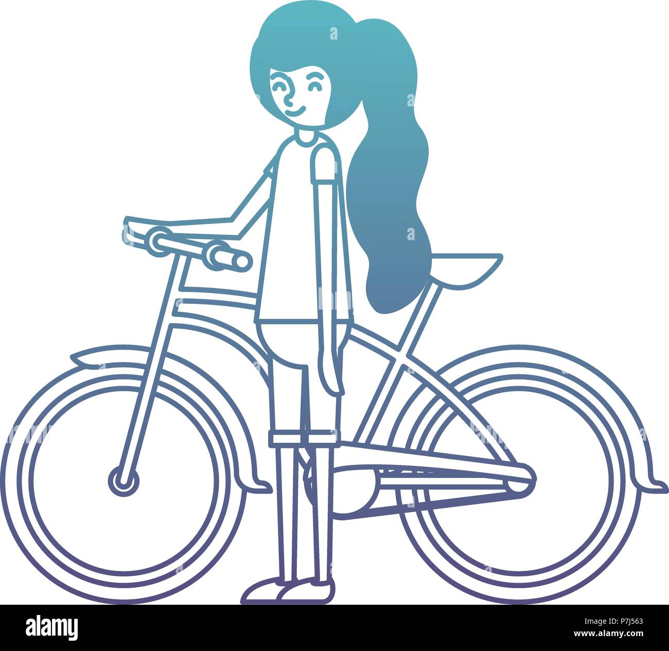 beautiful and young woman with bicycle character Stock Vector Image ...