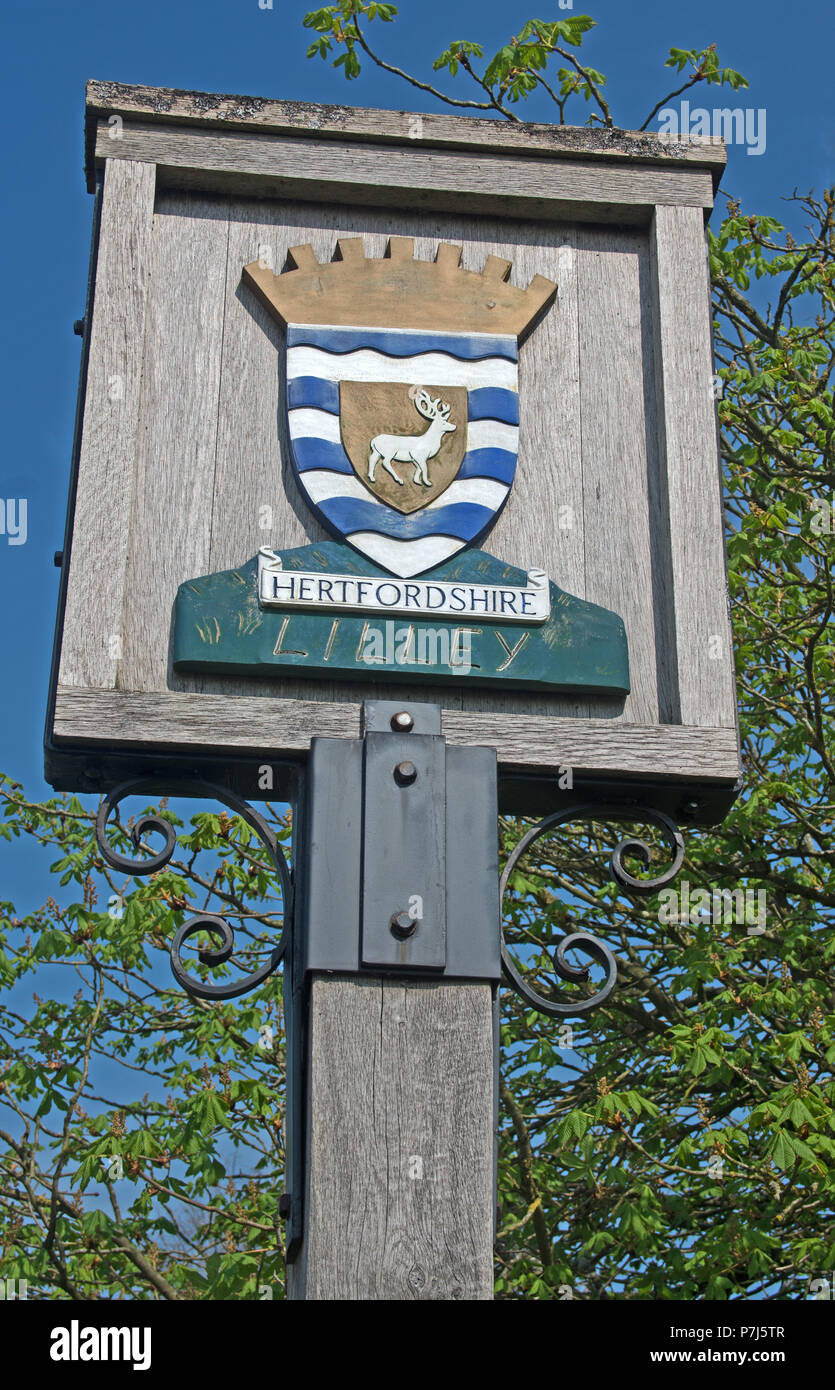 Lilley Village Sign Hertfordshire England Stock Photo - Alamy