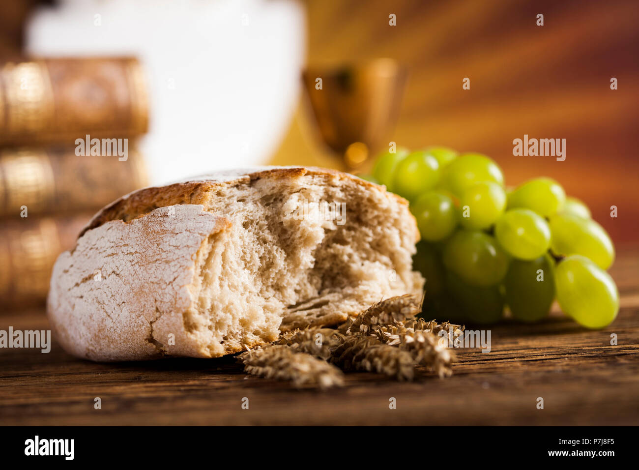 Holy Communion Bread, Wine for christianity religion Stock Photo - Alamy