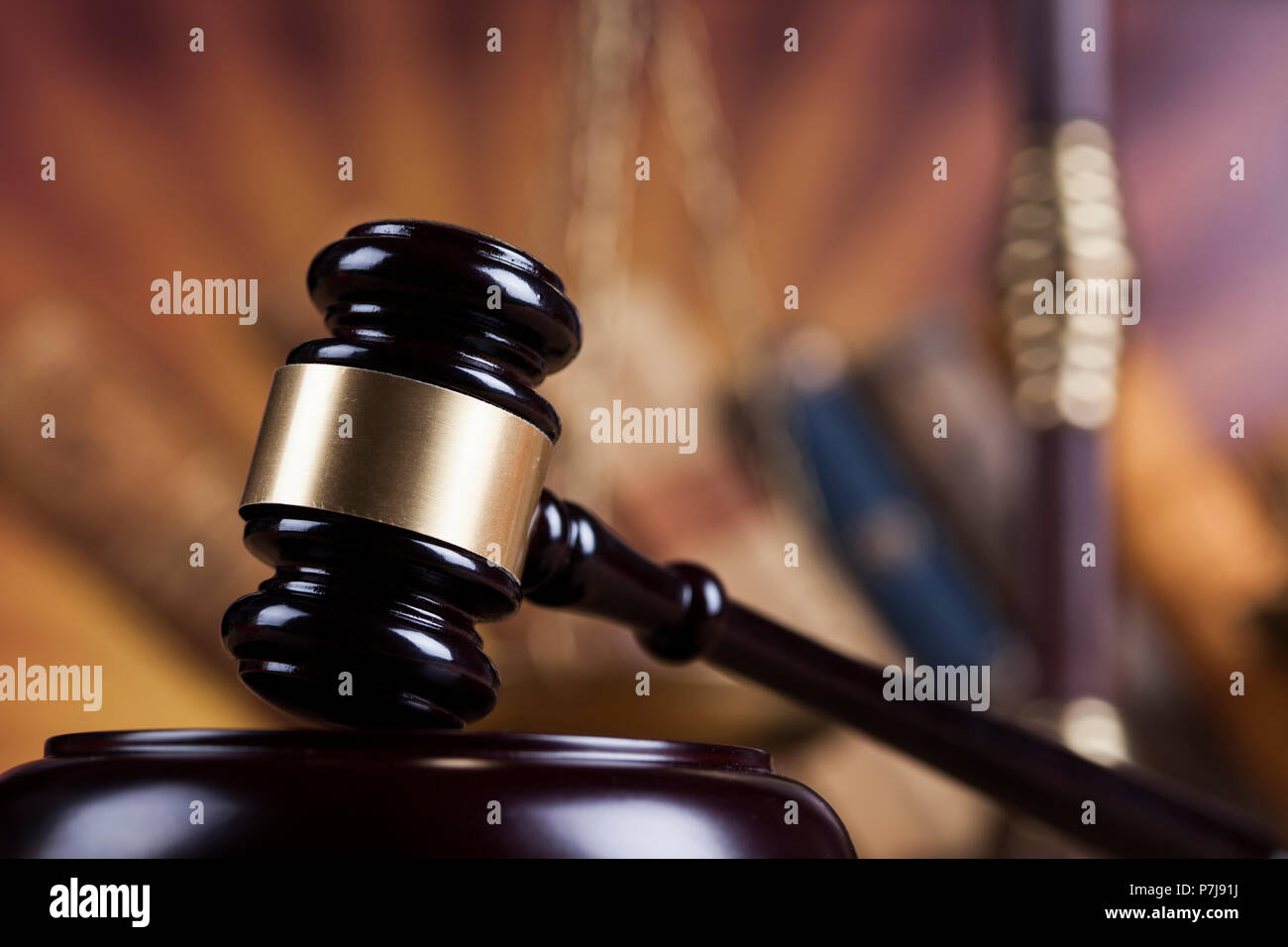 Mallet, legal code and statue of justice, Law concept Stock Photo - Alamy