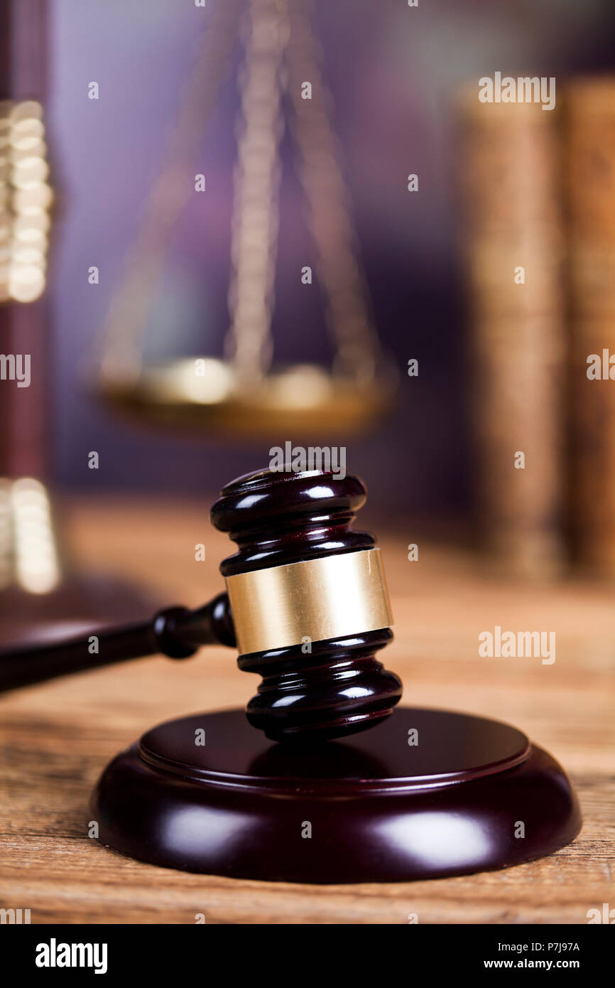 Law theme, mallet of judge, wooden gavel Stock Photo - Alamy