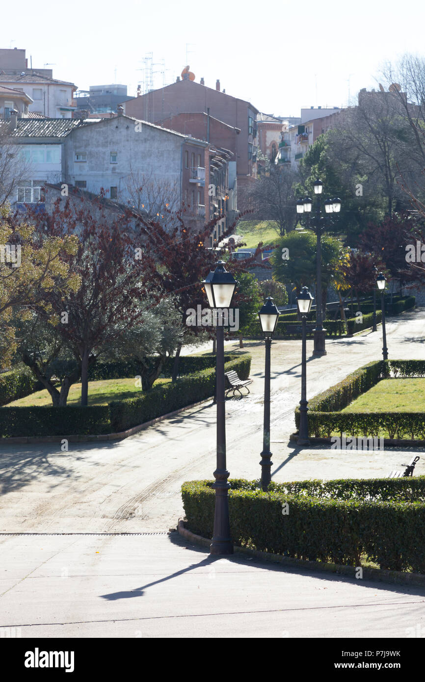 park with classical streetlights in Guadalajara, Spain Stock Photo - Alamy