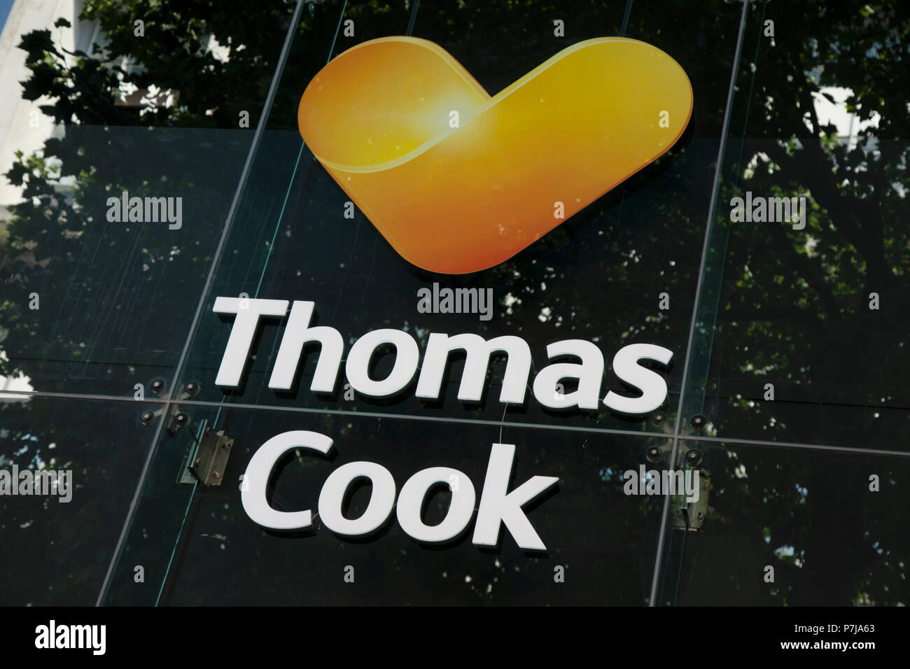 Sign for the travel agency brand Thomas Cook in Birmingham, United ...
