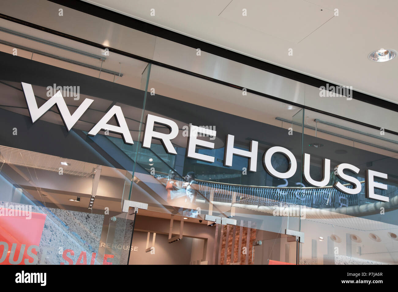 Sign for the high street clothing brand Warehouse in Birmingham, United ...