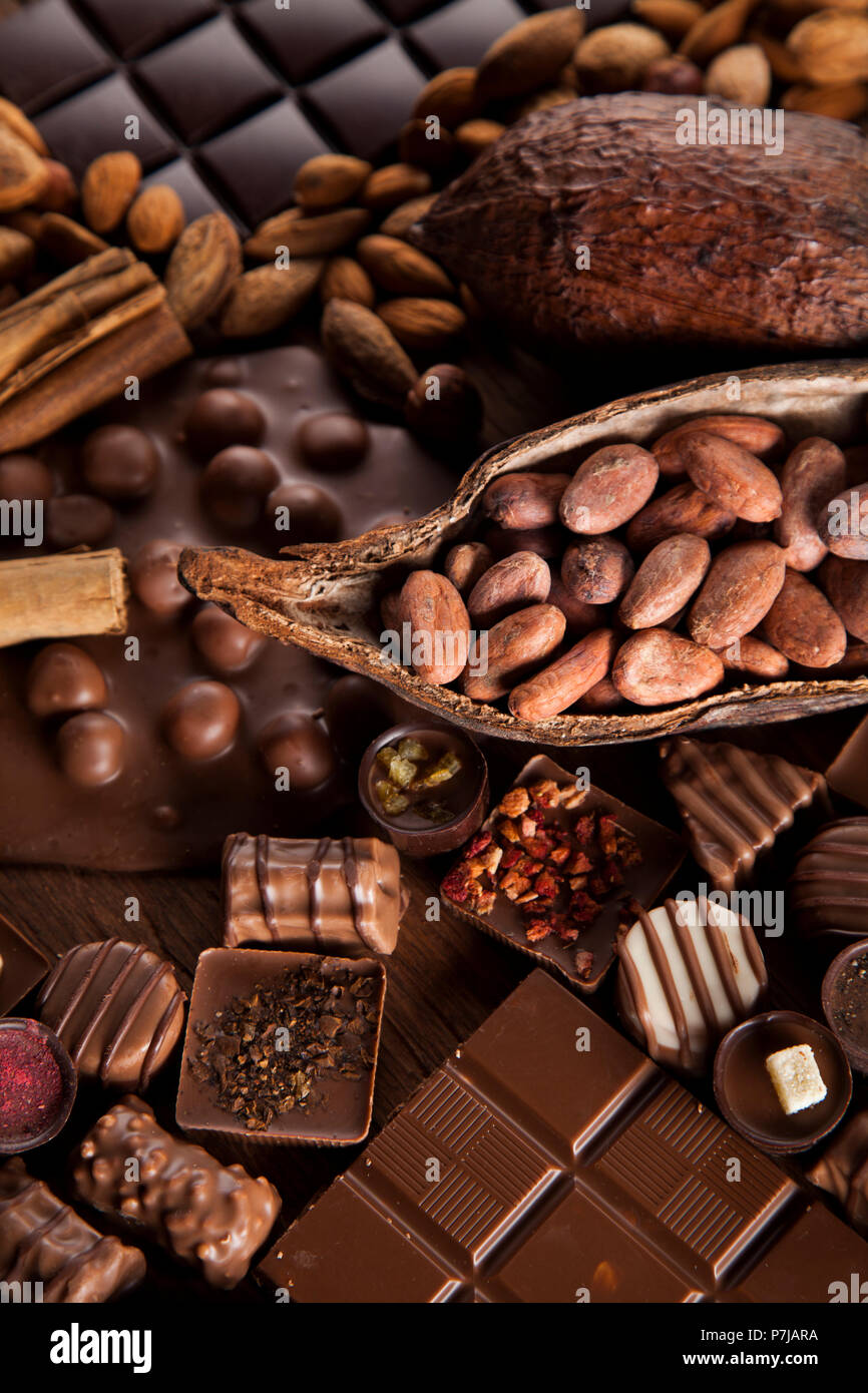 Chocolate sweet, cocoa and food dessert background Stock Photo - Alamy