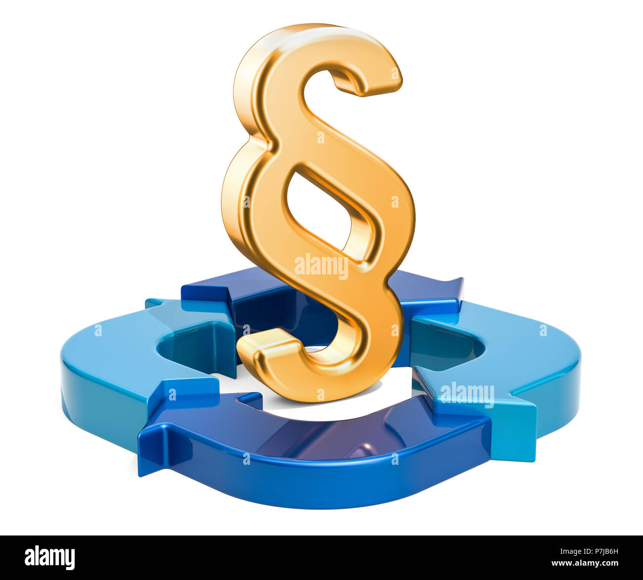 Section symbol with blue arrows, 3D rendering isolated on white ...