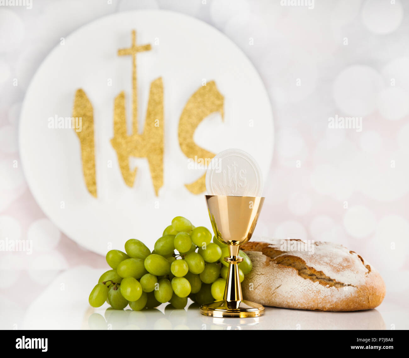 Holy communion elements on white background Stock Photo - Alamy