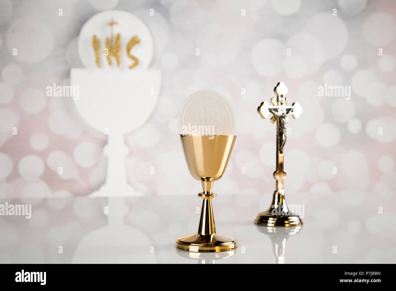 Holy communion elements on white background Stock Photo - Alamy