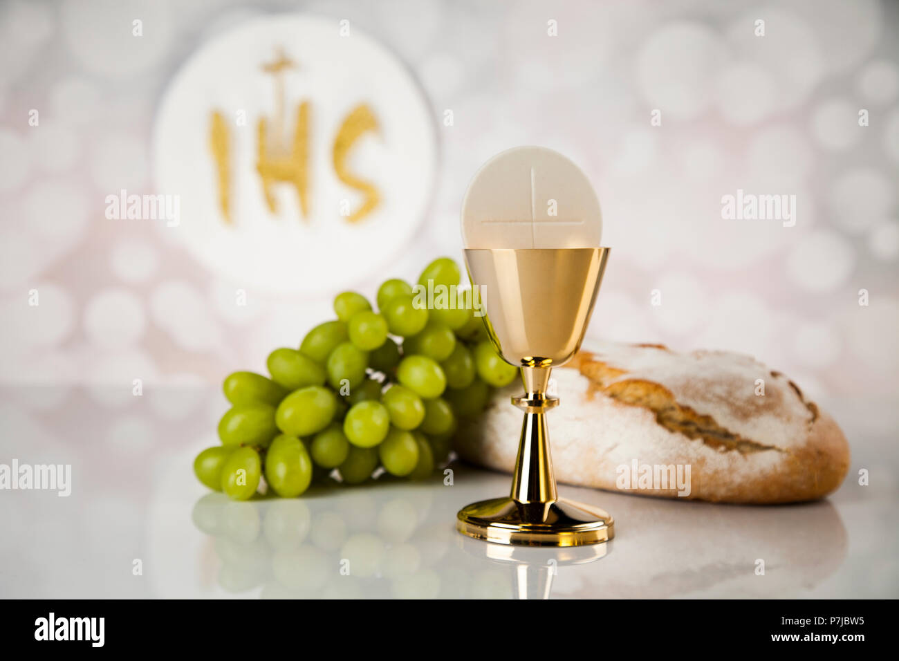 Holy communion elements on white background Stock Photo - Alamy