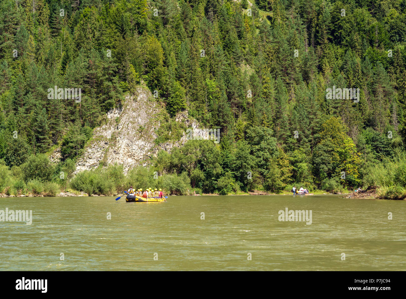 Rafting on the Dunajec river in the Pieniny National Park. Szczawnica ...