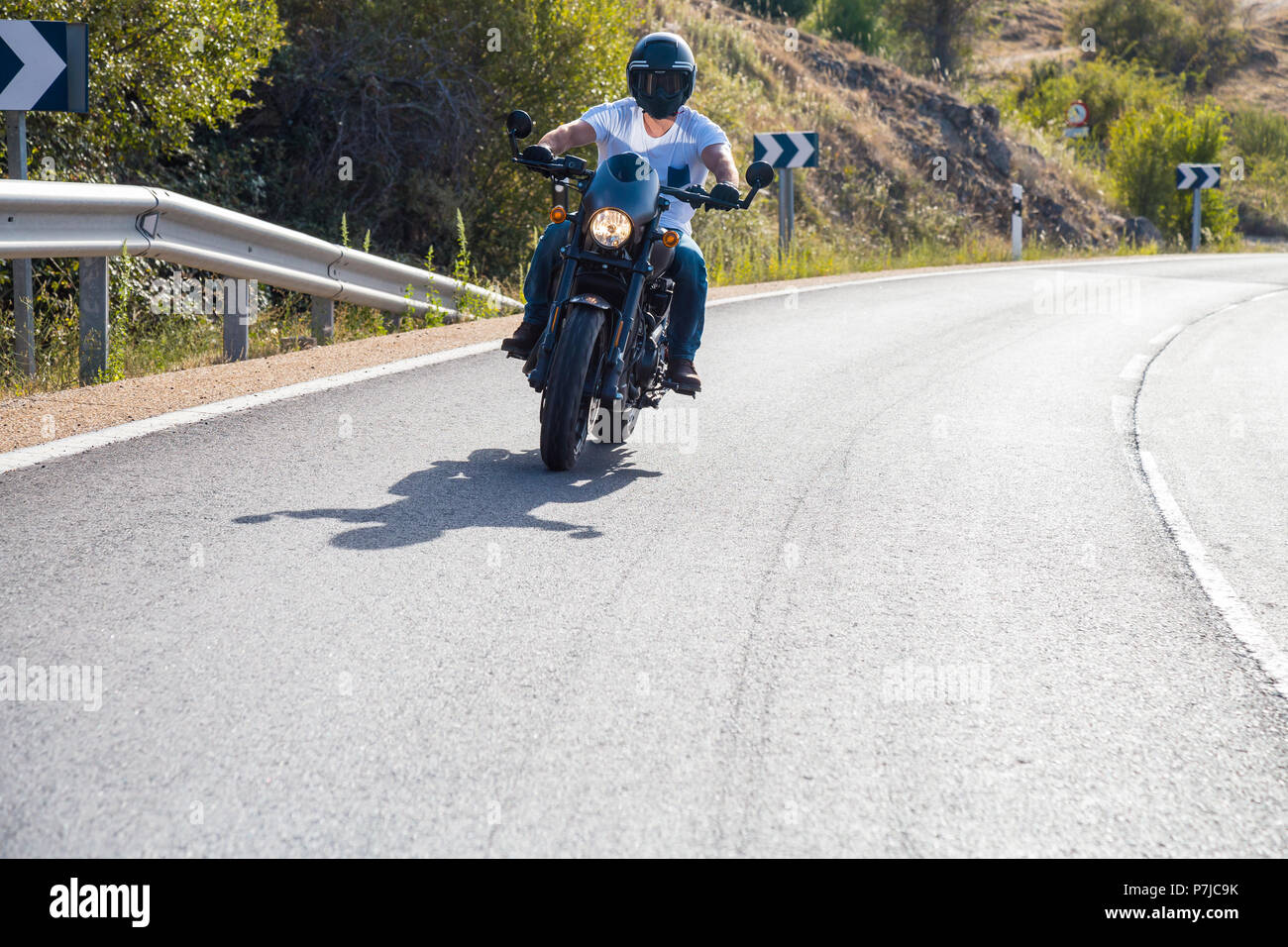 Motorcycle on straight road hi-res stock photography and images - Alamy