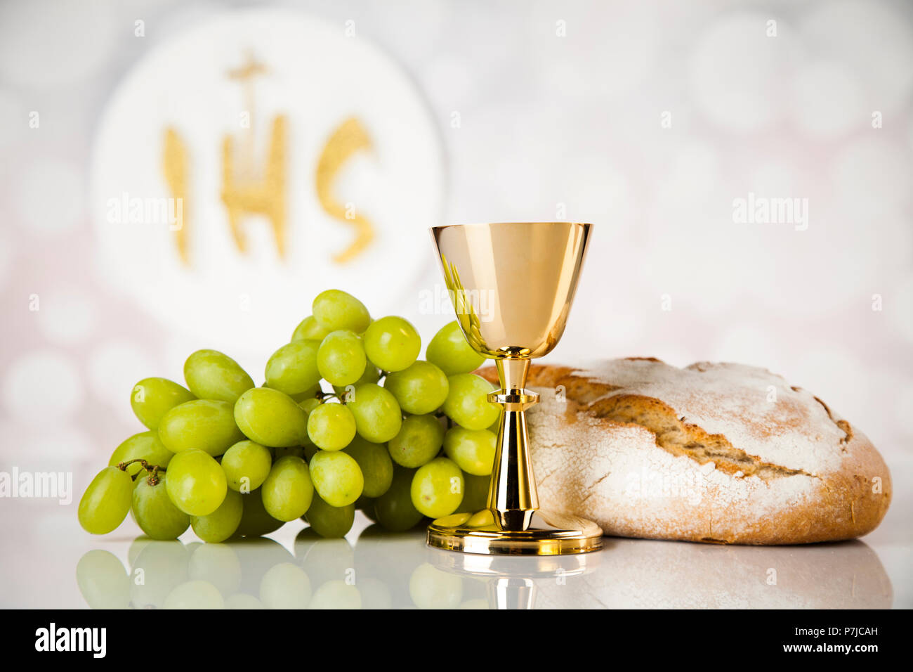 Holy communion elements on white background Stock Photo - Alamy