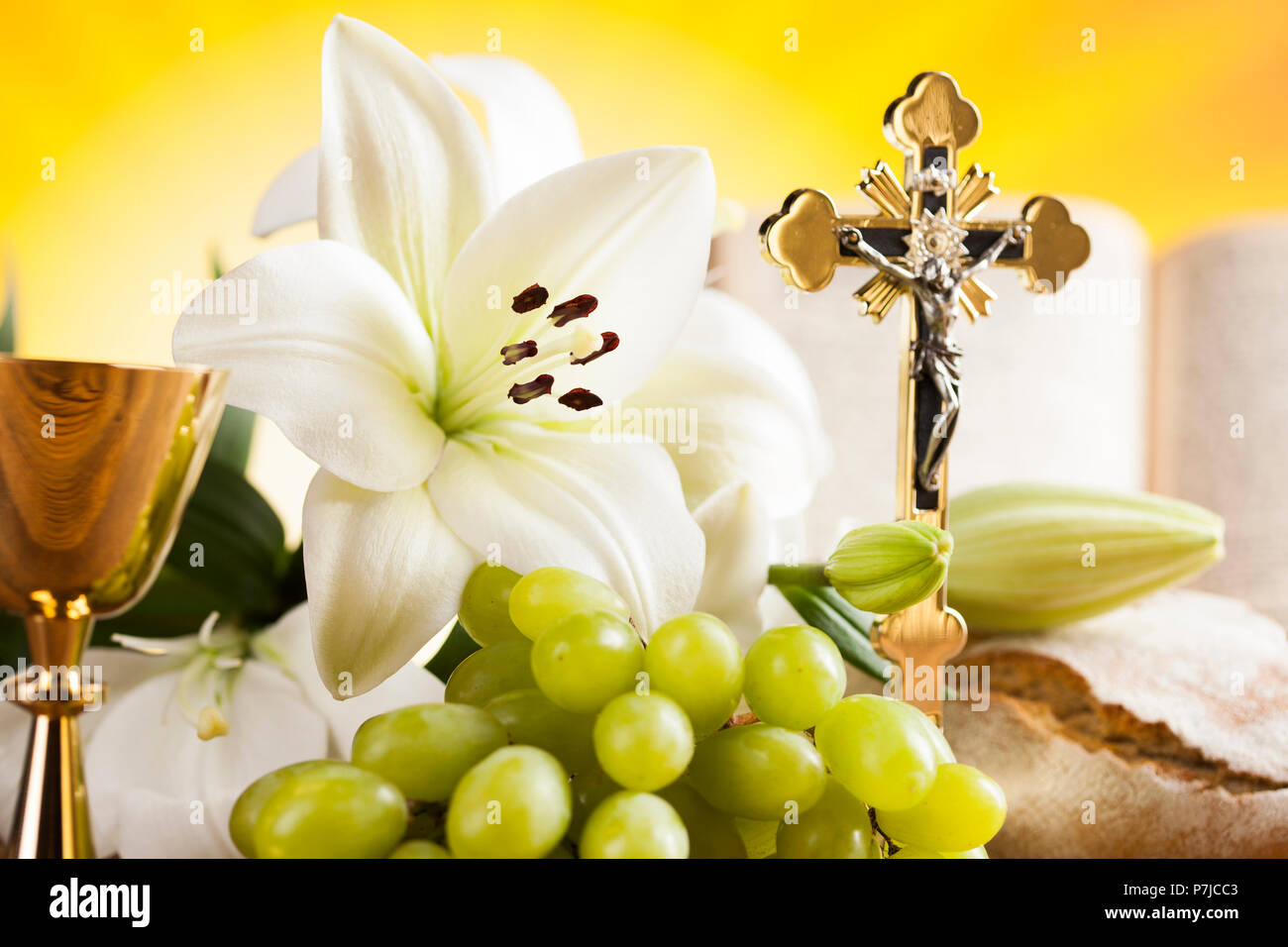 Holy Communion Bread, Wine for christianity religion Stock Photo - Alamy