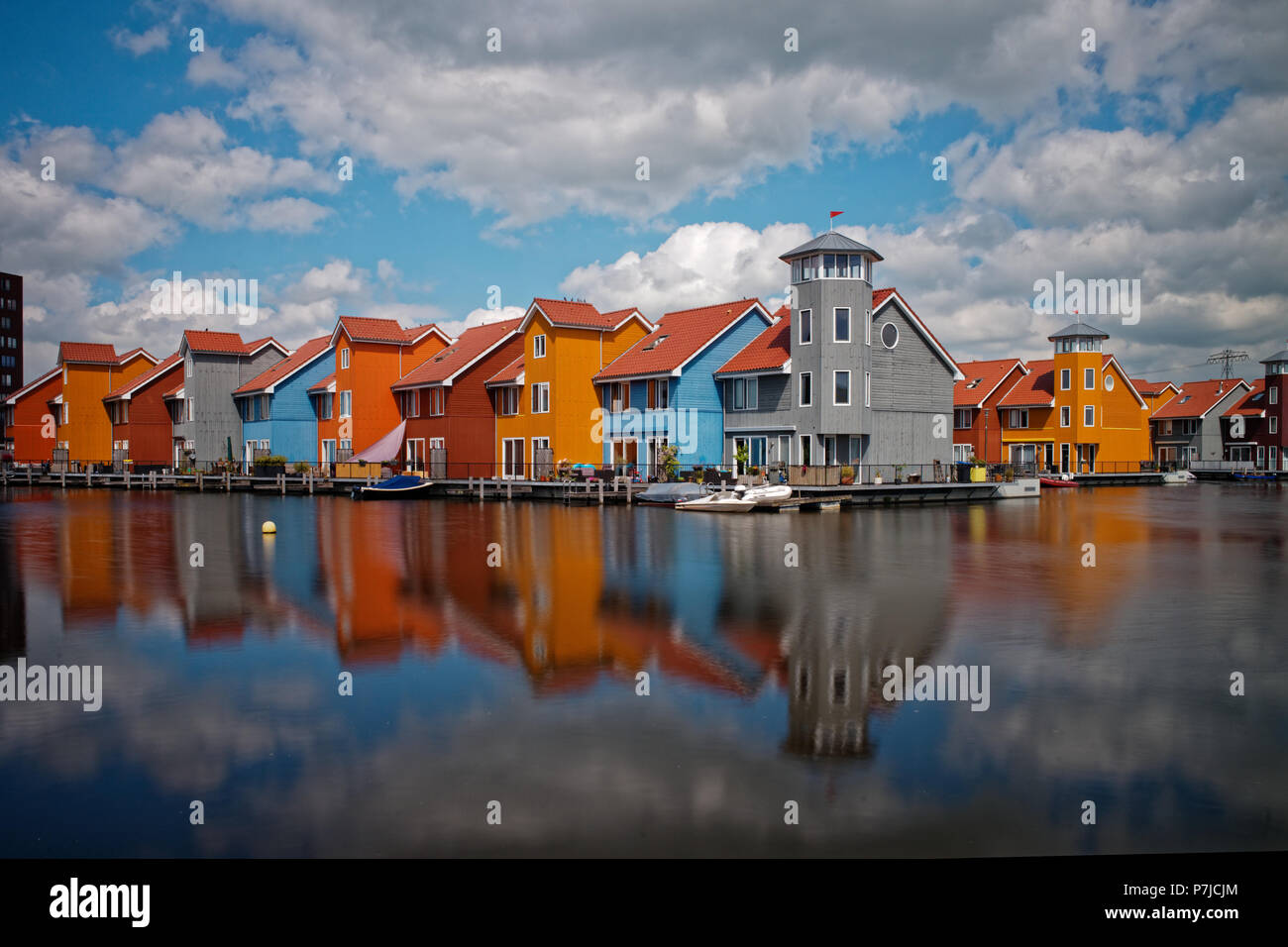 Residential housing development on the water, Groningen, Holland Stock ...