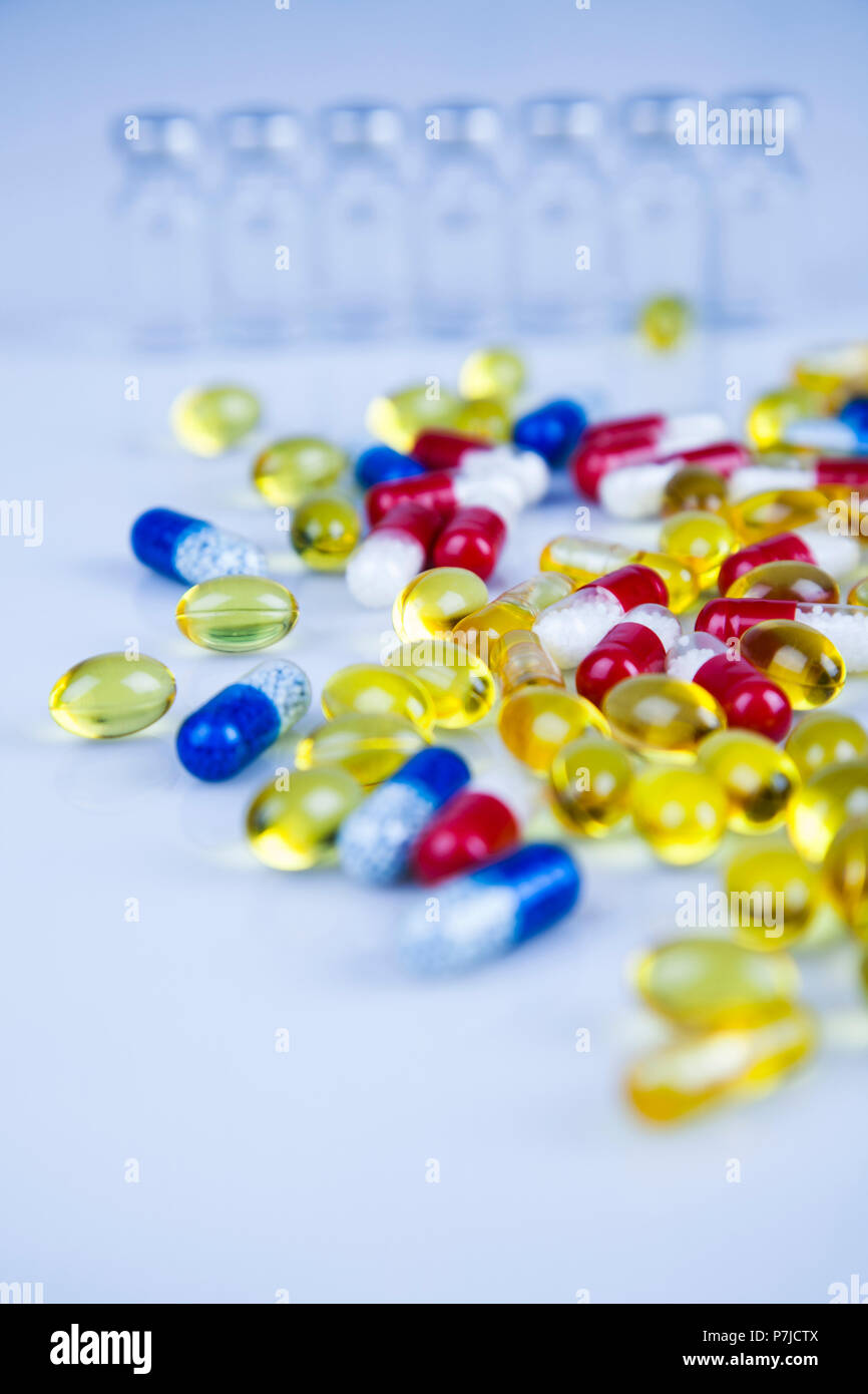 Healthy background, Pills, Tablets, Capsule background Stock Photo - Alamy