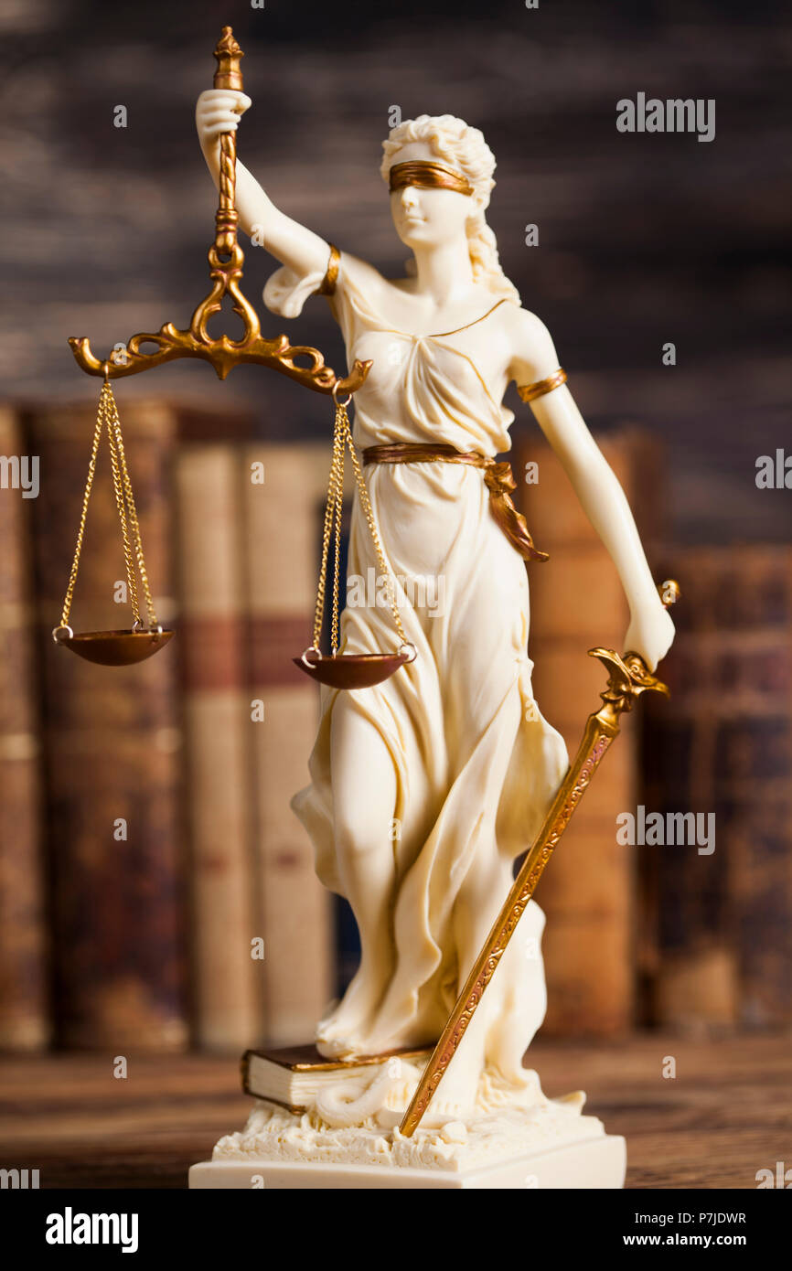 Statue of justice, burden of proof, law theme Stock Photo - Alamy