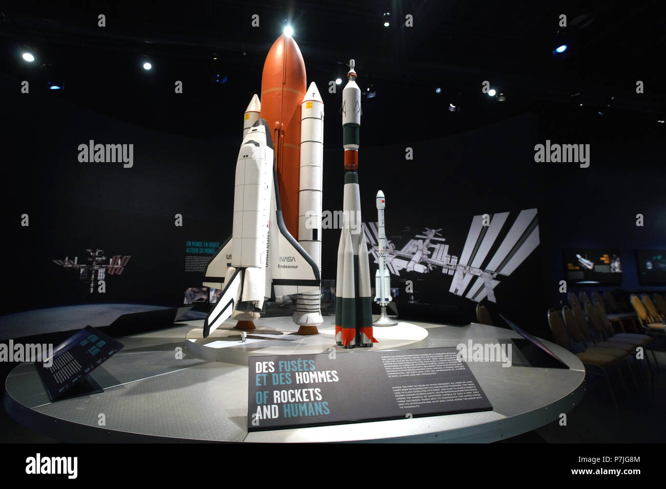 Laval, Canada, Januray 22, 2018.Static display of rockets at the ...