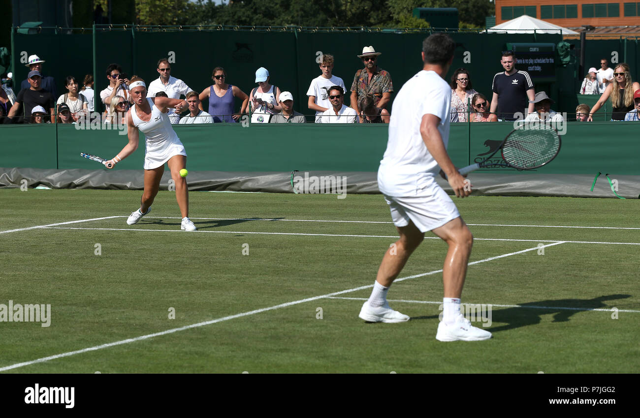 Anna Smith during the doubles on day five of the Wimbledon ...