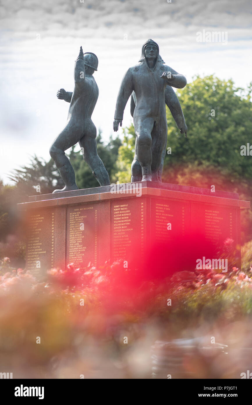 A statue in the Piper Alpha Memorial Garden in Aberdeen's Hazlehead ...