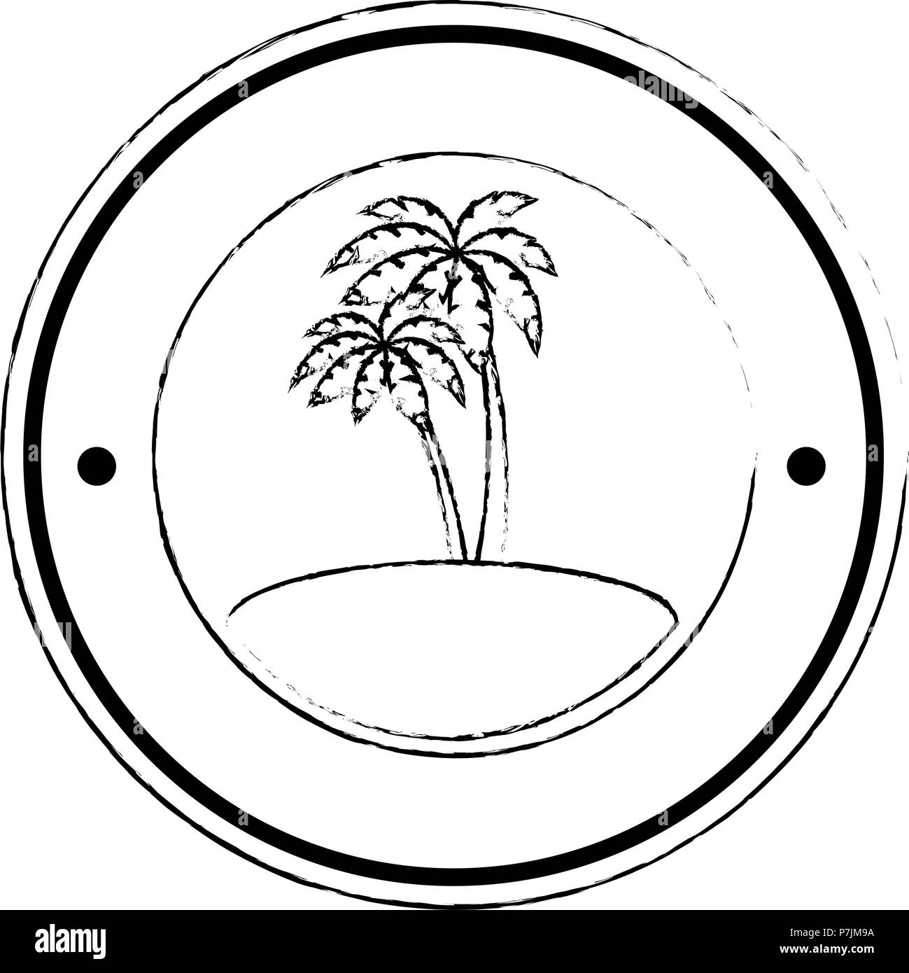 tree palms seal stamp vector illustration design Stock Vector Image ...