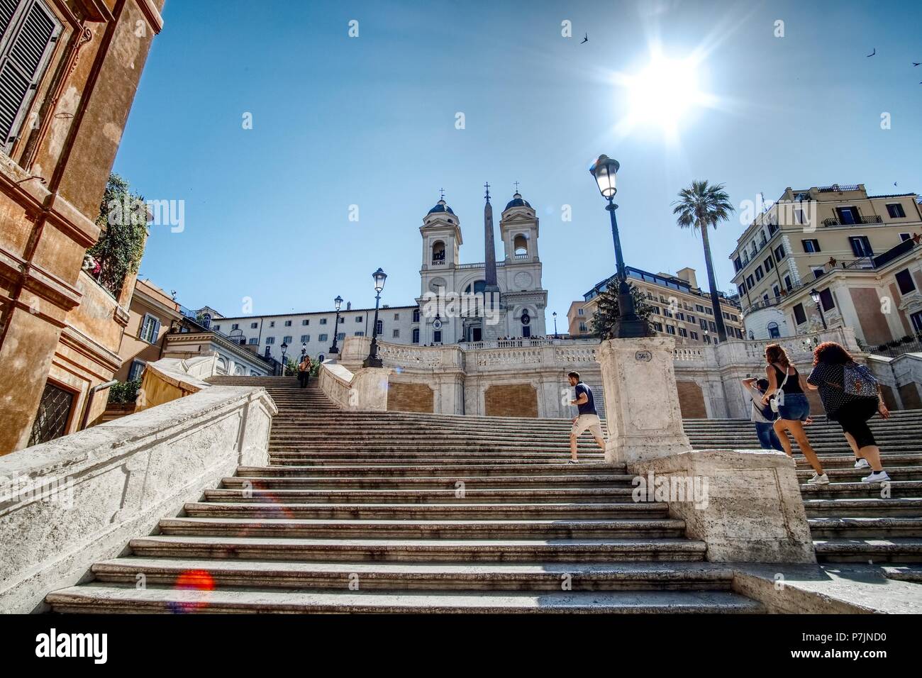 ROME, ITALY - 30 JUNE 2018: Tourists in Piazza di Spagna at the famous ...