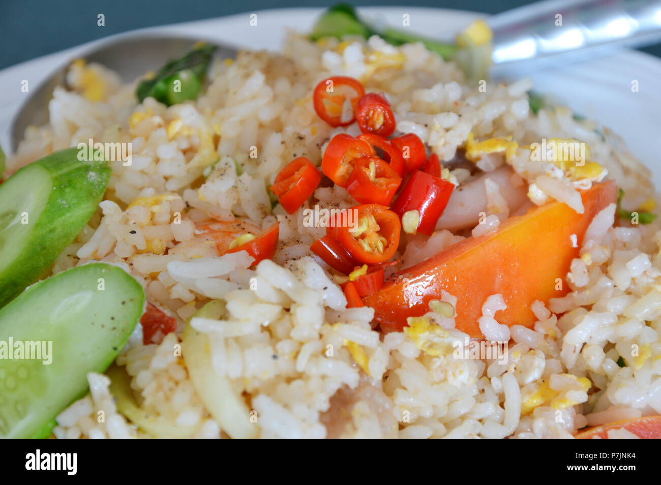 red chop chili on fried rice Stock Photo - Alamy