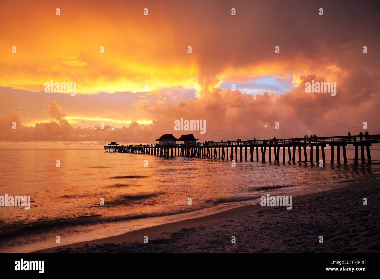 Florida, Naples, beach, pier, sundown Stock Photo - Alamy
