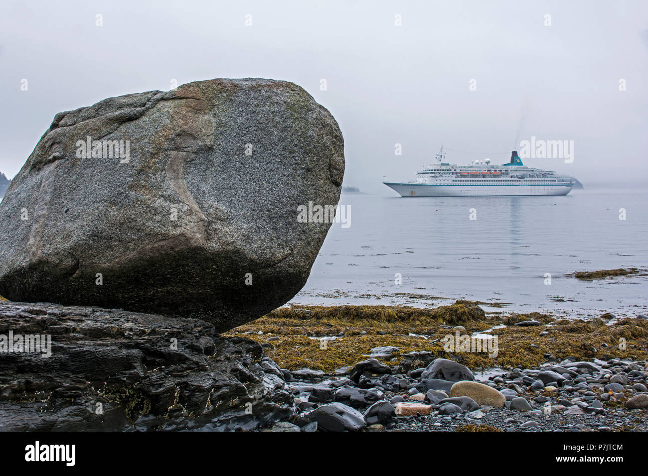 Rocks on the shore in front of Bar Harbor, USA Stock Photo - Alamy