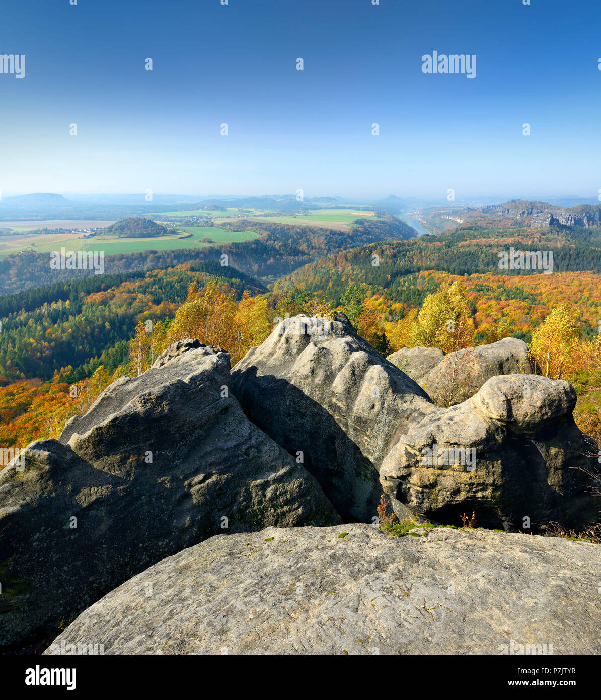 Germany, Saxony, near Schmilka, Elbe Sandstone Mountains, Saxon ...