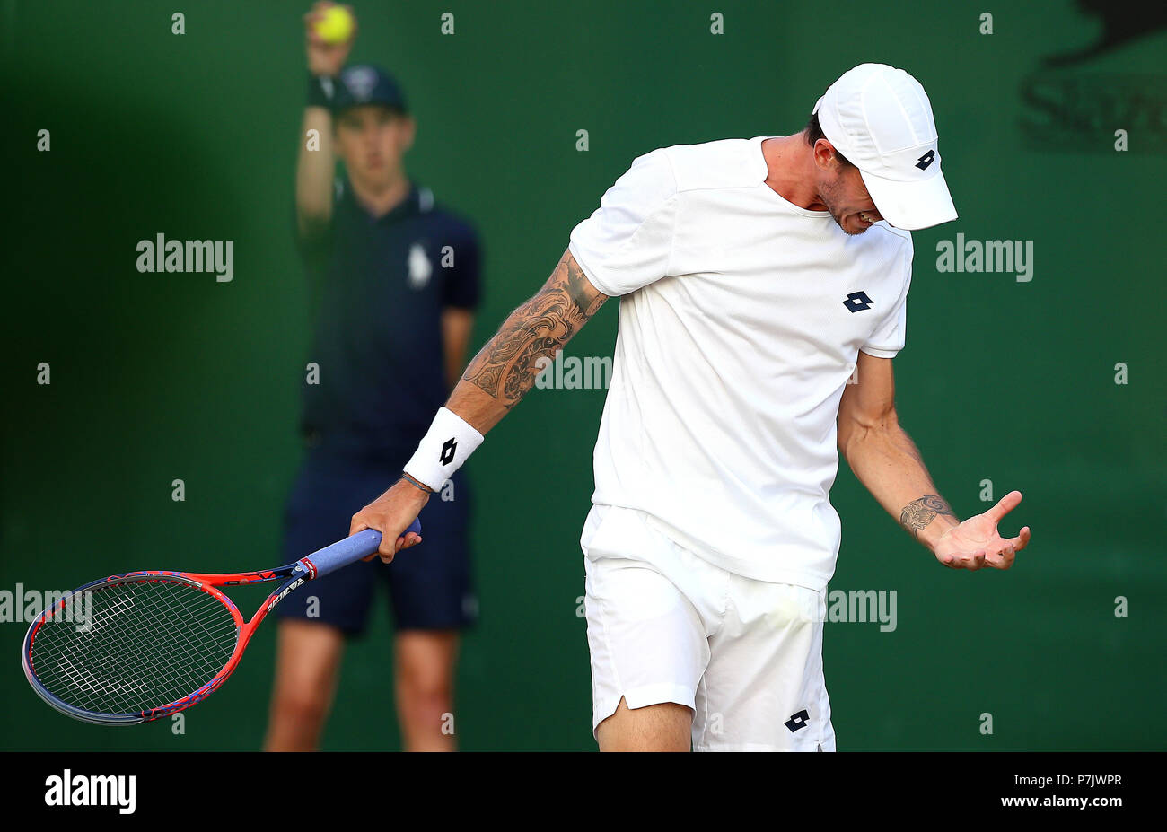 Dennis Novak in action on day five of the Wimbledon Championships at ...