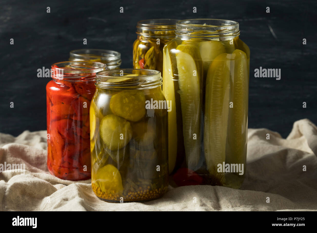 Homemade Pickled Vegetables in Jars Ready to Eat Stock Photo - Alamy