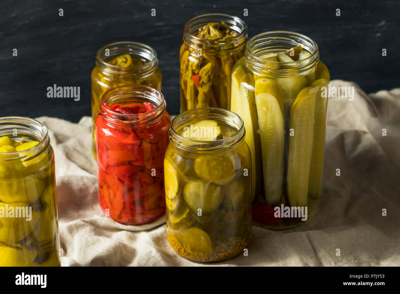 Homemade Pickled Vegetables in Jars Ready to Eat Stock Photo - Alamy