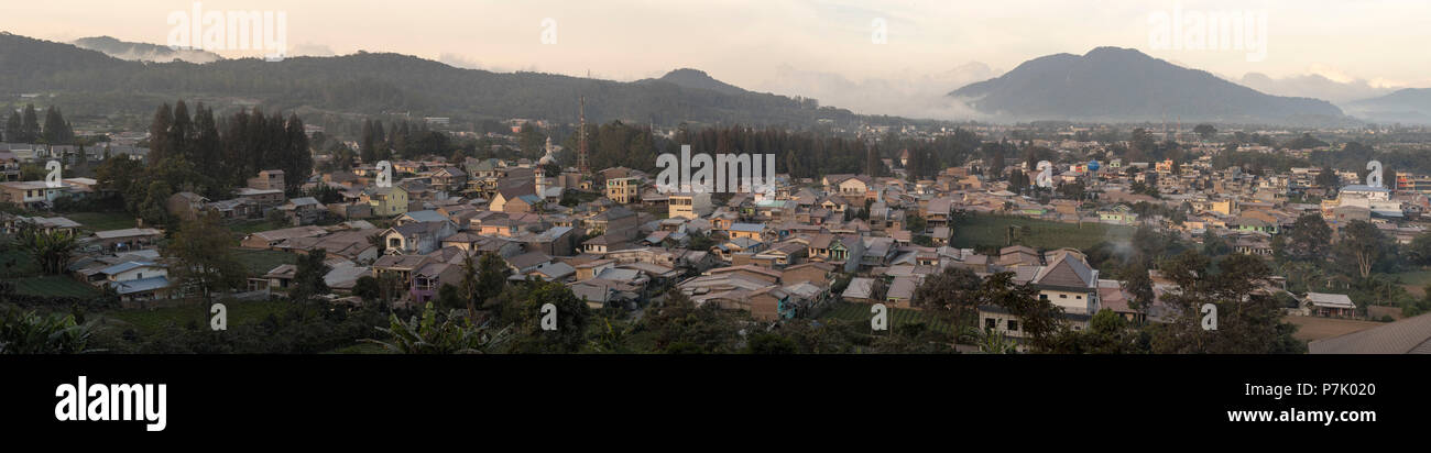 Panorama town view on Berastagi, the agricultural center of Sumatra ...