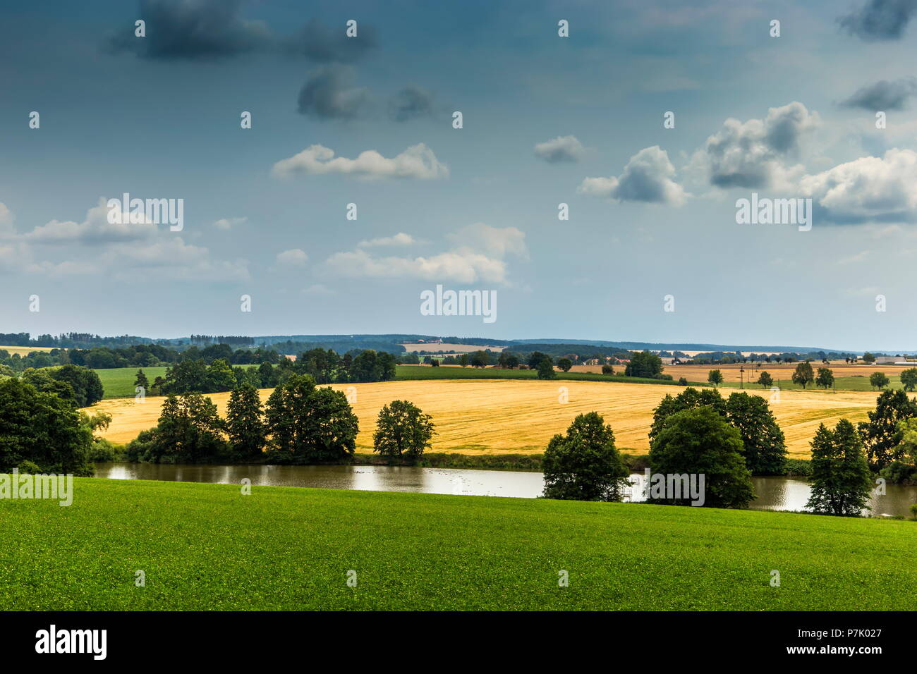 Field and river in czech countryside Stock Photo - Alamy