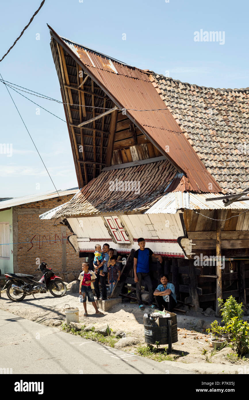 Traditional longhouses of the Batak near Lake Toba Stock Photo - Alamy