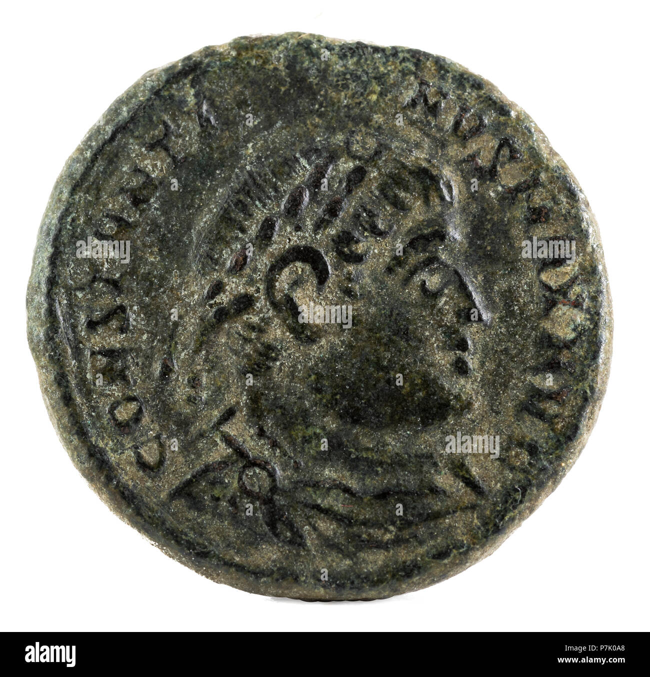 Ancient Roman copper coin of Emperor Constantine I Magnus. Obverse ...