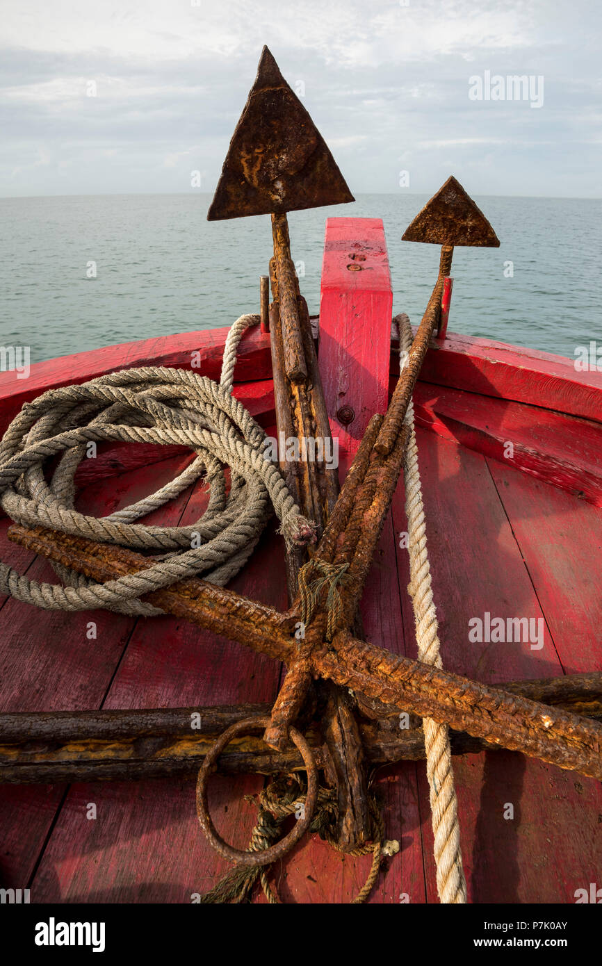 Rusty anchor at the bow of the ferry to the Banyak Islands Stock Photo ...