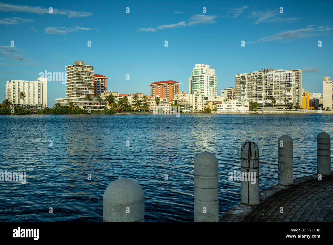 El Condado Lagoon and skyline, El Condado, San Juan, Puerto Rico Stock ...