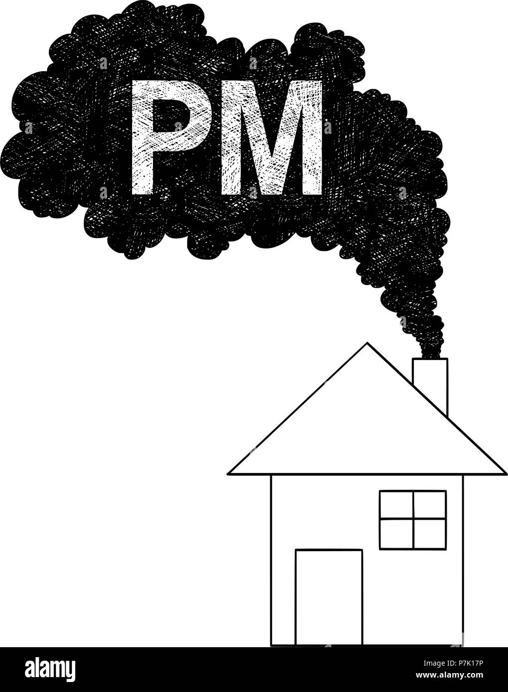 Vector Artistic Drawing Illustration of Smoke Coming from House Chimney ...