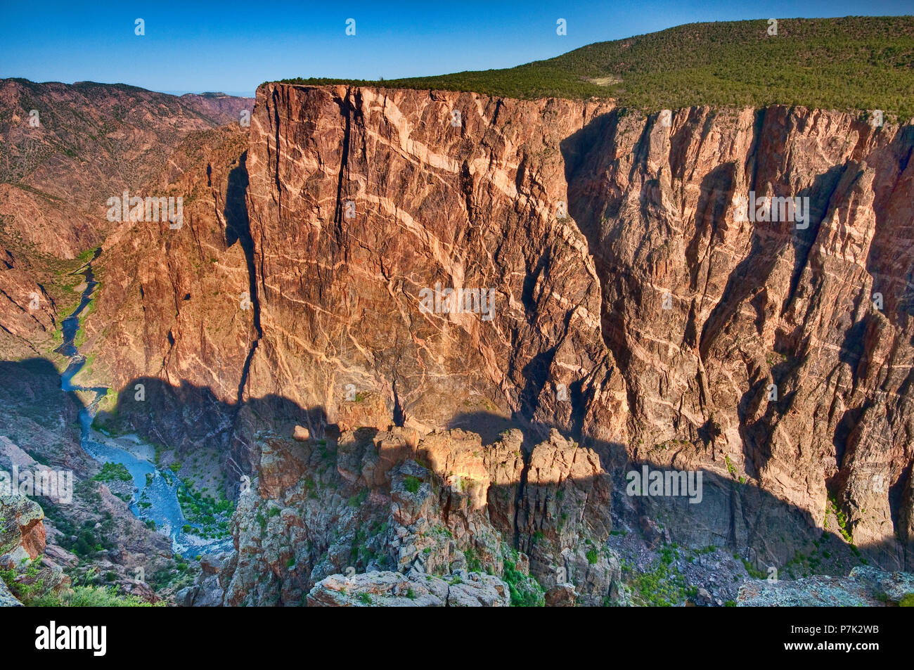 Stripes of pegmatite, light-colored granite, on Painted Wall from Cedar ...