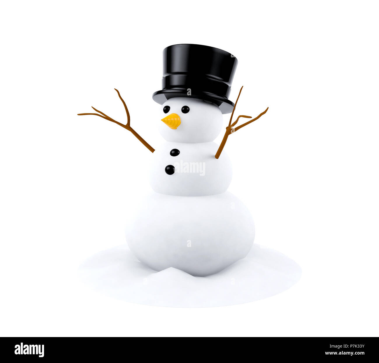 Snowman isolated on white background, 3D rendering Stock Photo - Alamy